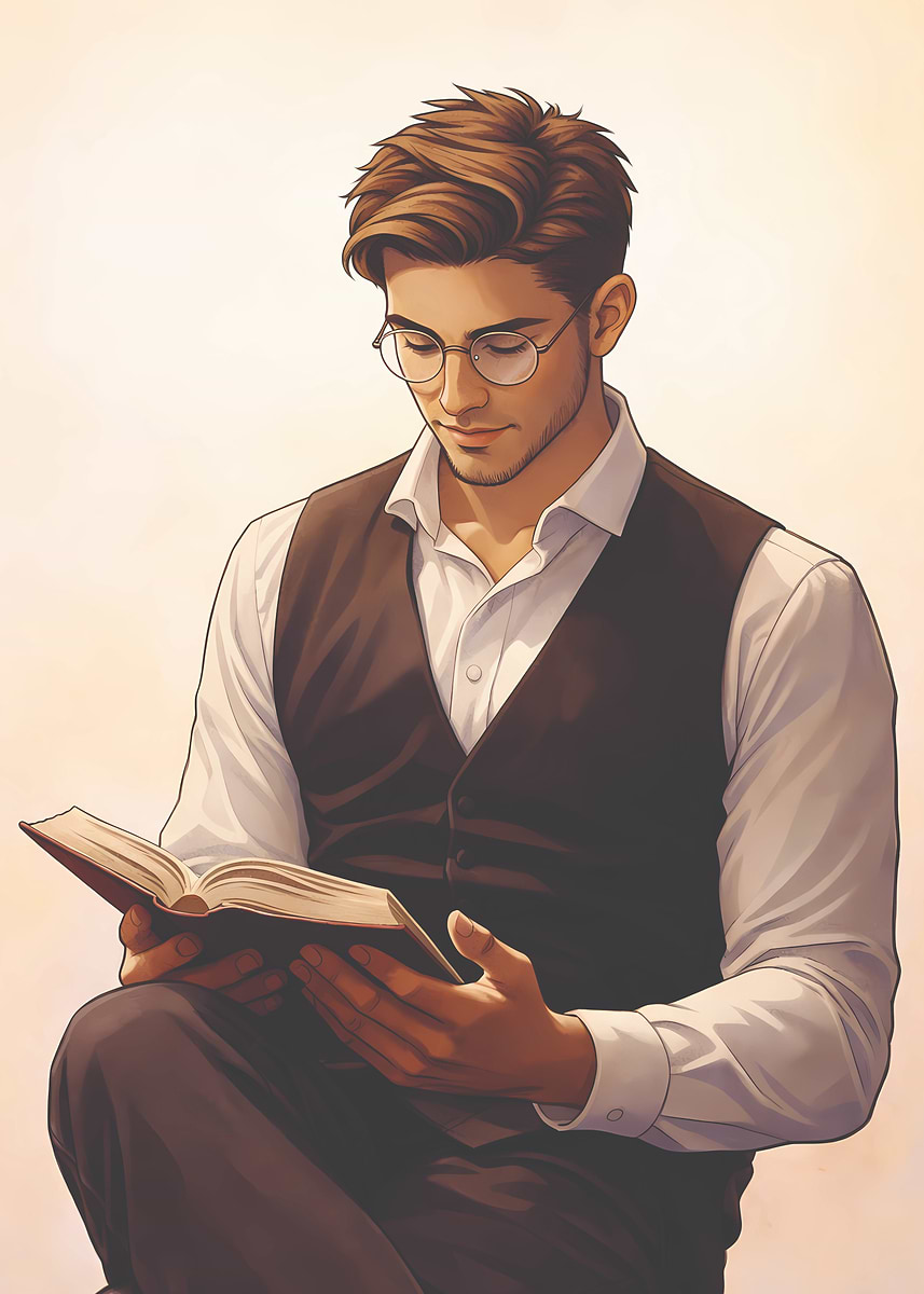 'Man reading a book' Poster, picture, metal print, paint by Painting ...