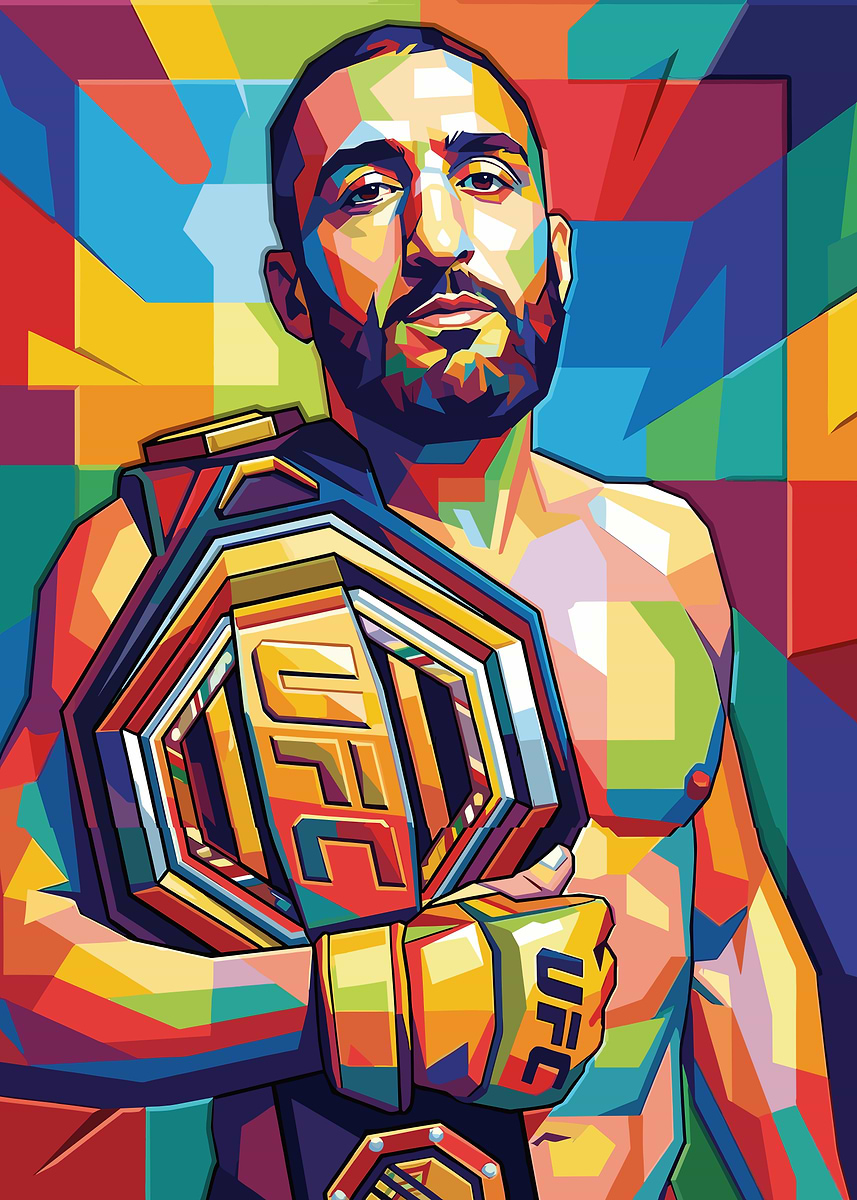 'Belal Muhammad UFC Champion in Pop Art Style' Poster, picture, metal ...