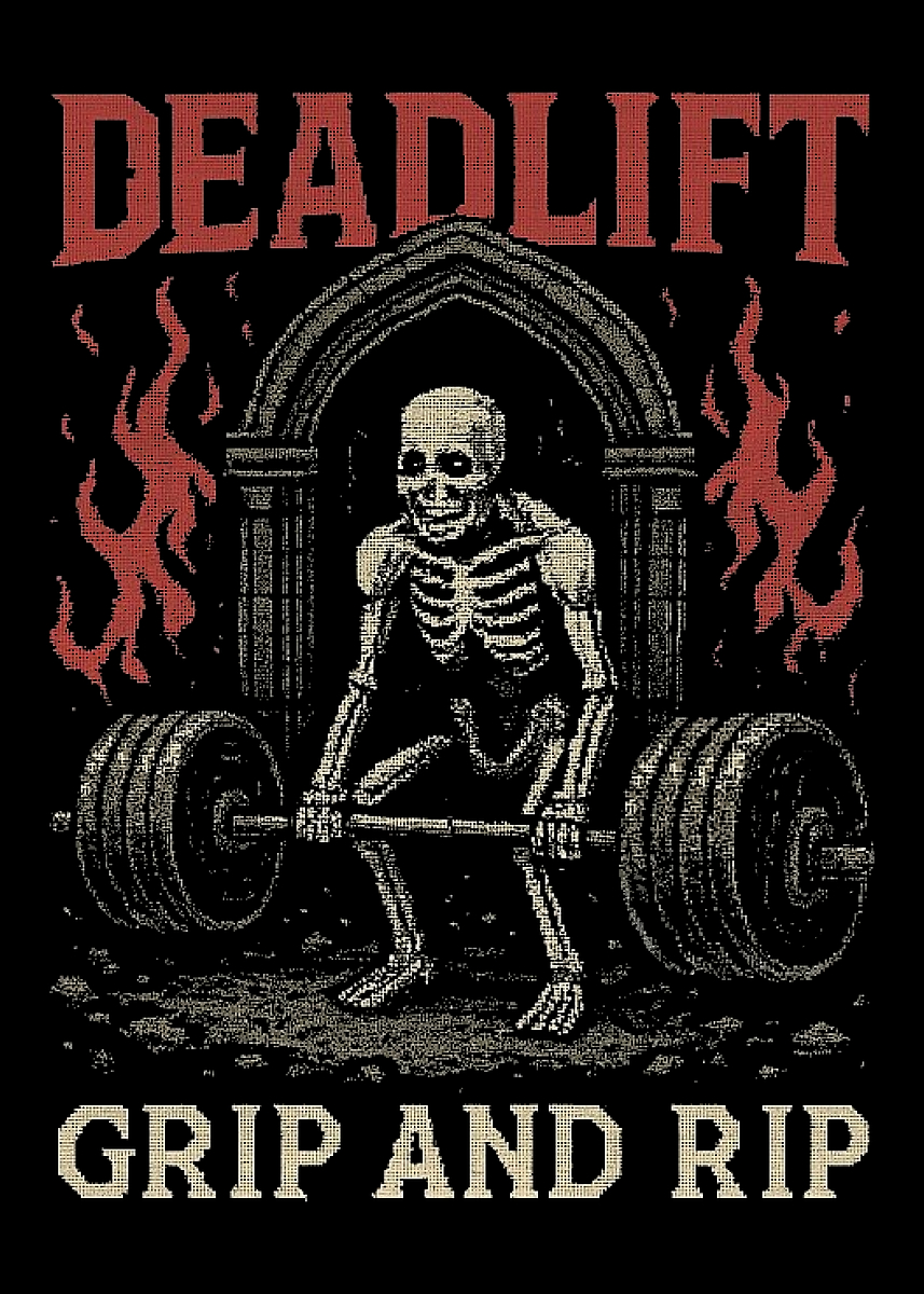 'Skeleton Deadlifting Grip and Rip' Poster, picture, metal print, paint ...