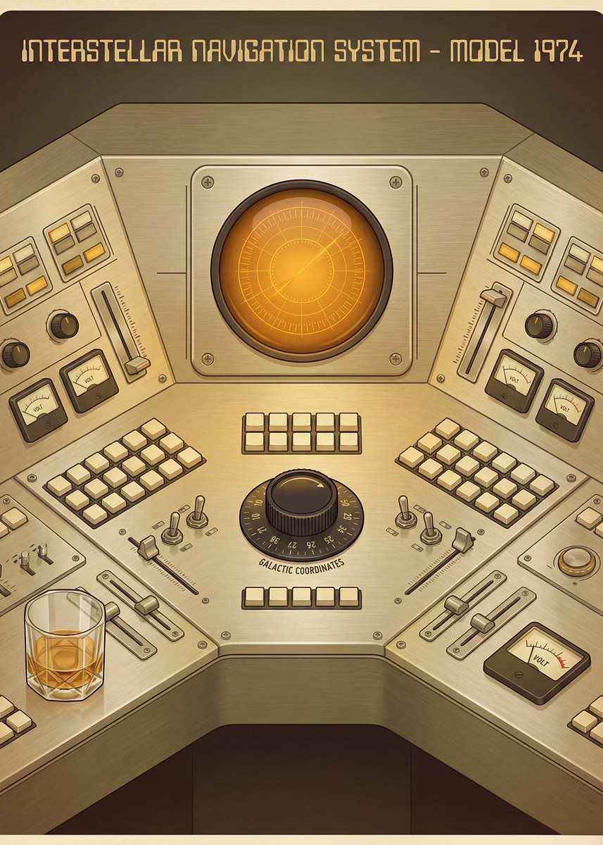 'Retro Interstellar Navigation System Console' Poster, picture, metal ...