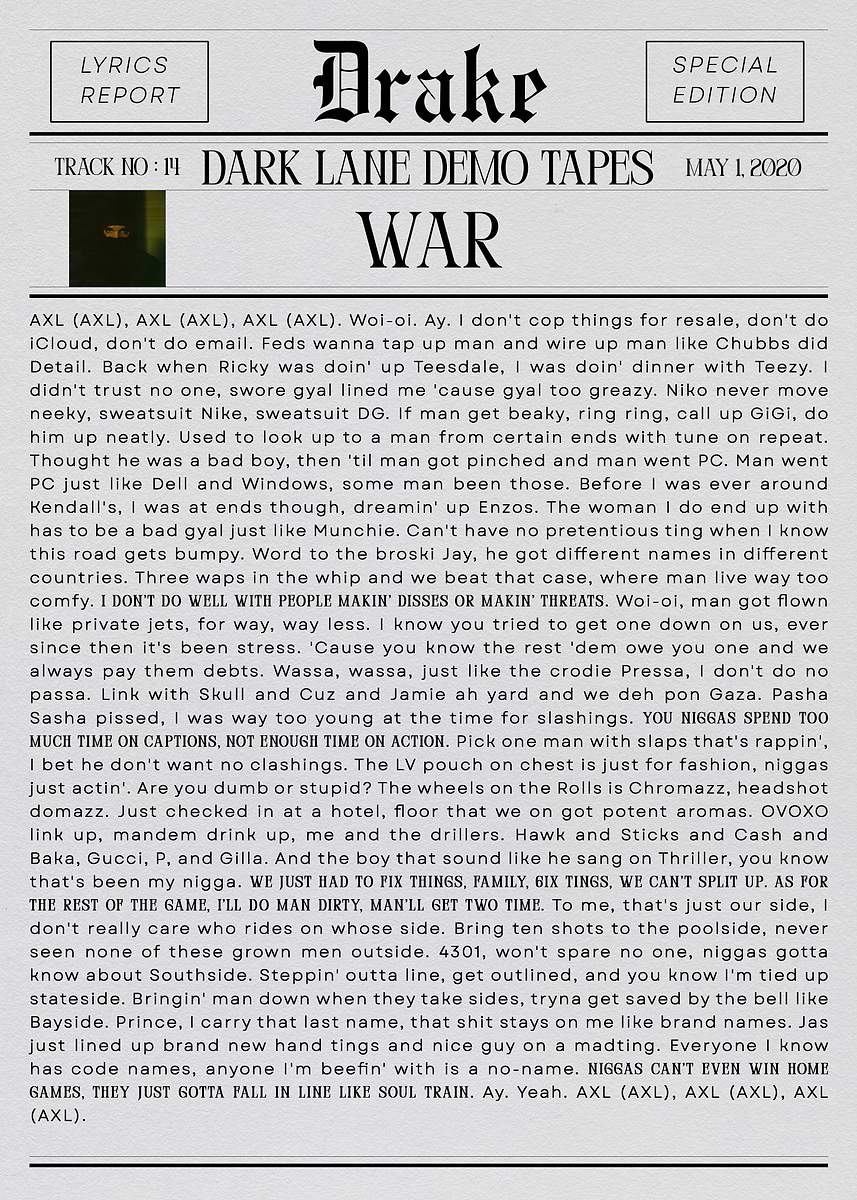 'Drake War ' Poster, picture, metal print, paint by ha ru | Displate