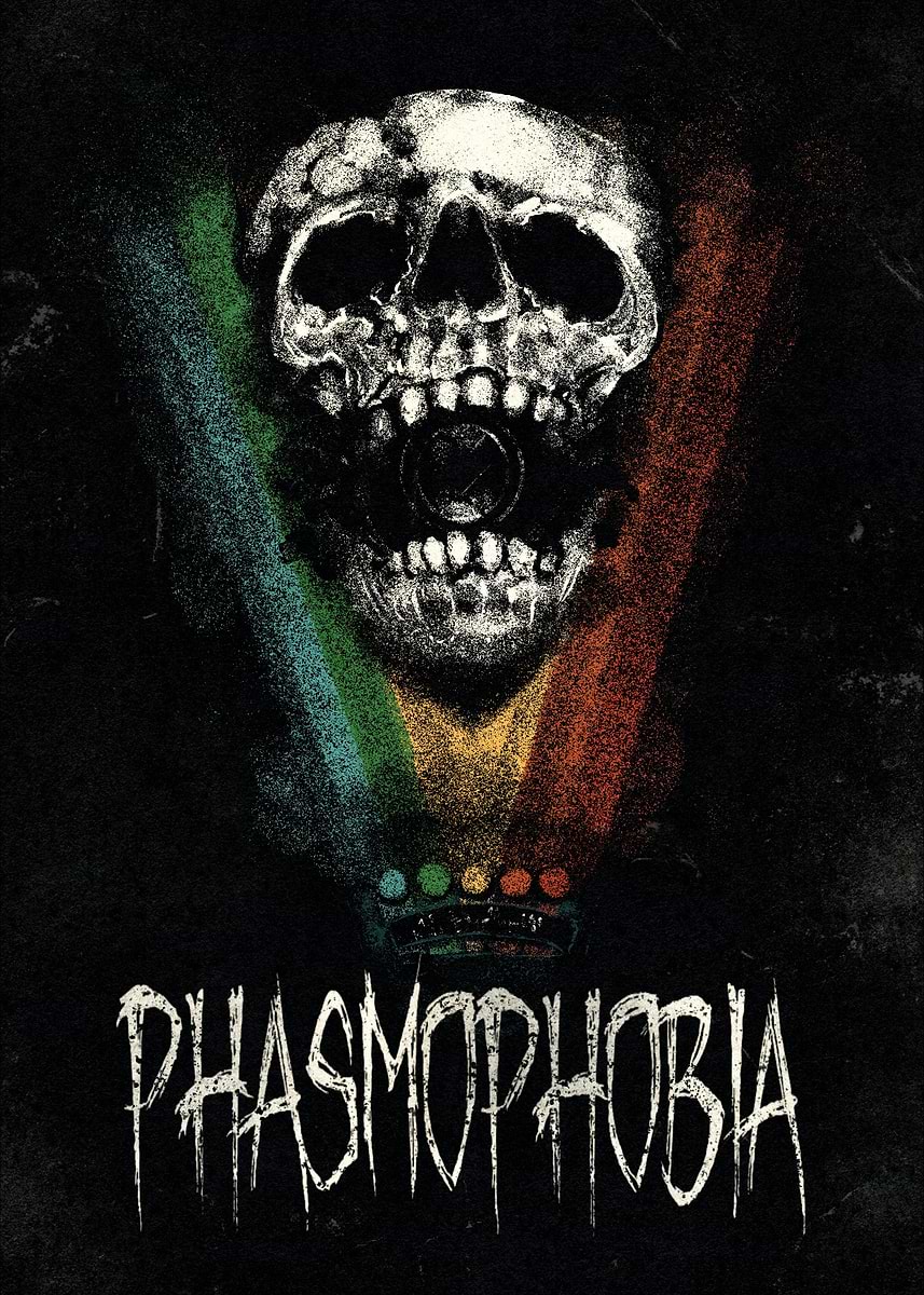 'Phasmophobia Skull and Rainbow Lights' Poster, picture, metal print ...
