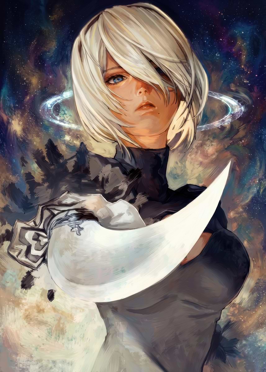'2B with a Blade in Space NieR Automata' Poster, picture, metal print ...
