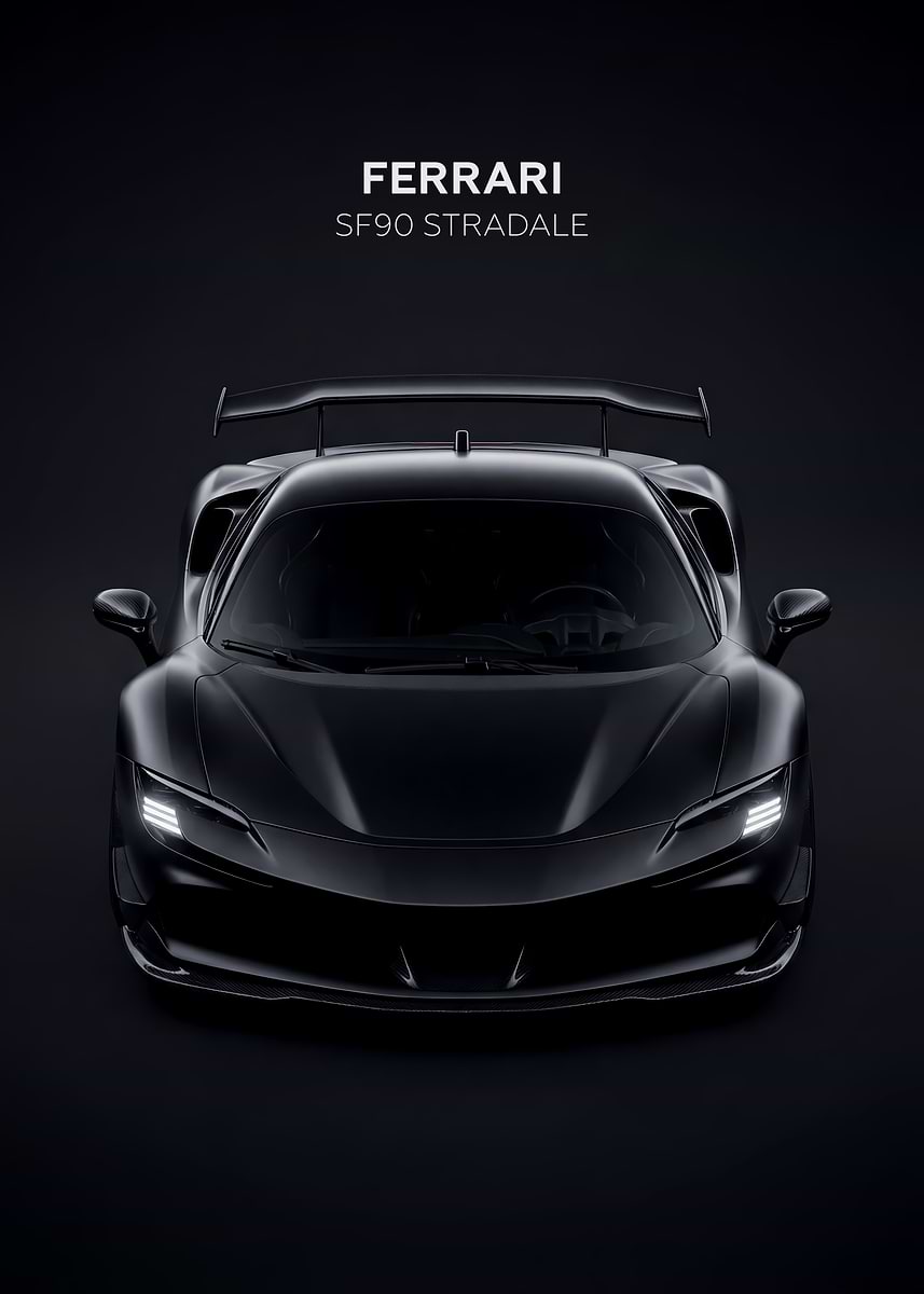 'Black Ferrari SF90 Stradale' Poster, picture, metal print, paint by ...