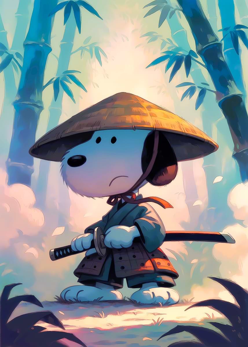 'Snoopy as a Samurai in Bamboo Forest' Poster, picture, metal print ...