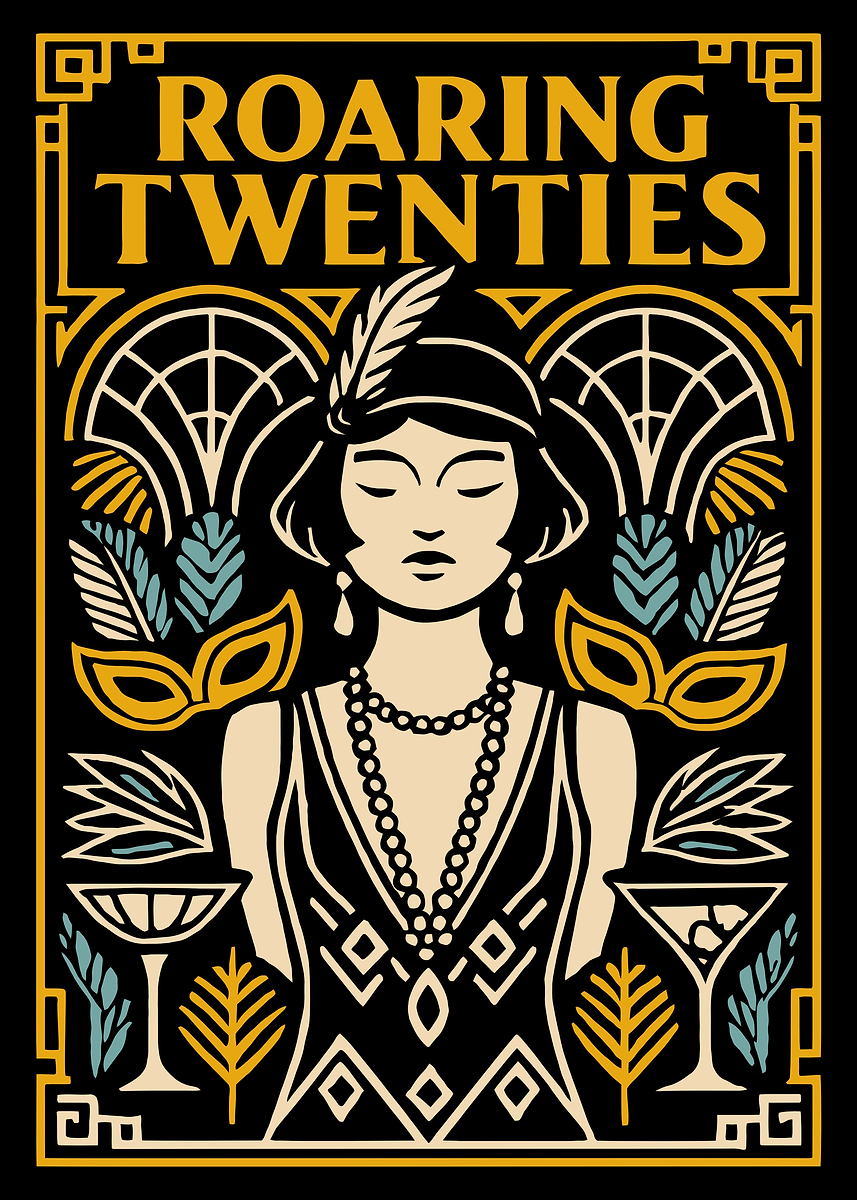 'Roaring Twenties Art Deco Poster' Poster, picture, metal print, paint ...