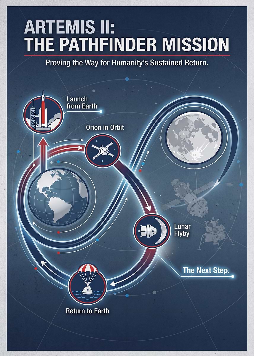 'Artemis II Mission Path' Poster, picture, metal print, paint by Art ...