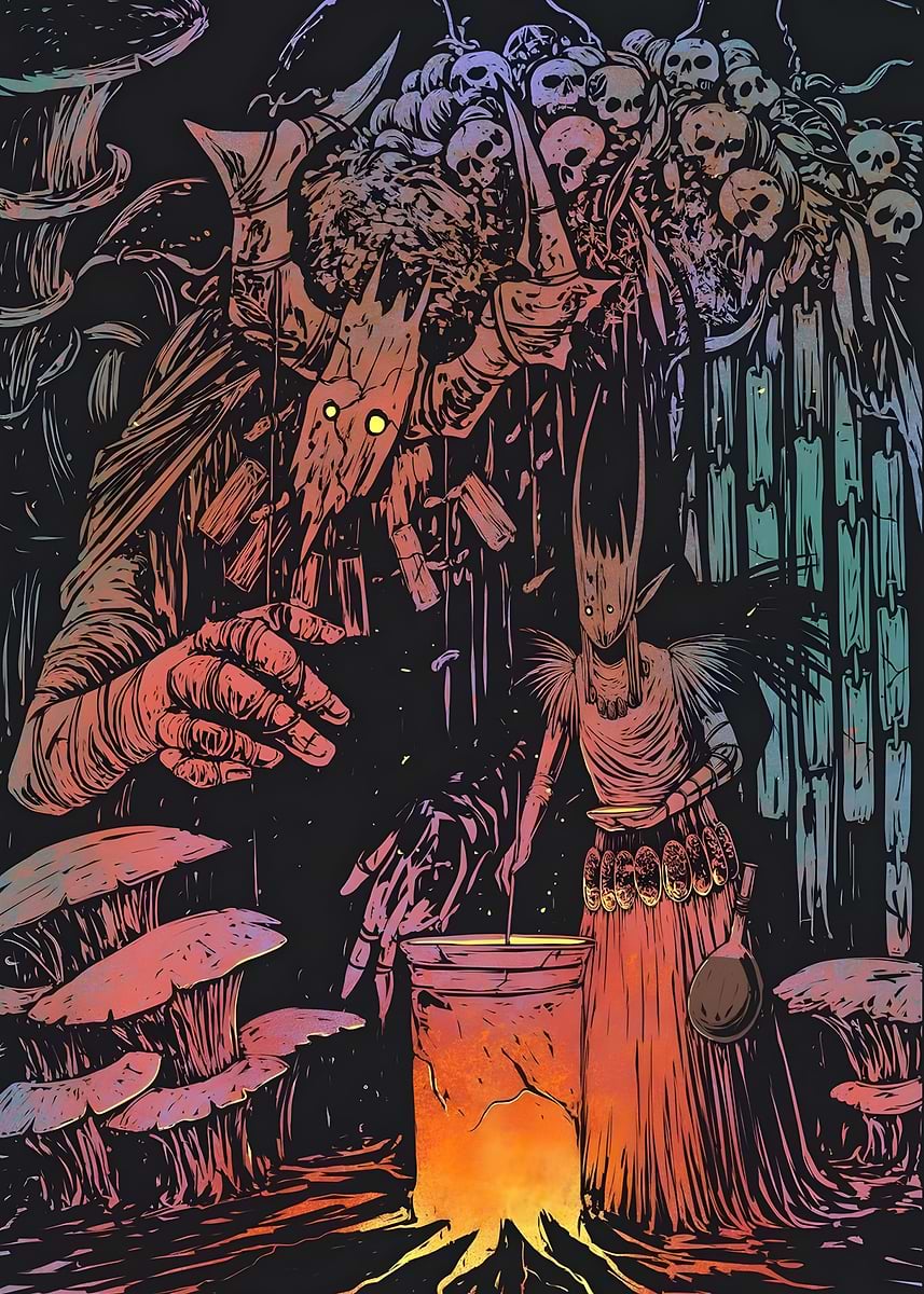 'Dark Fantasy Ritual Scene' Poster, picture, metal print, paint by ...