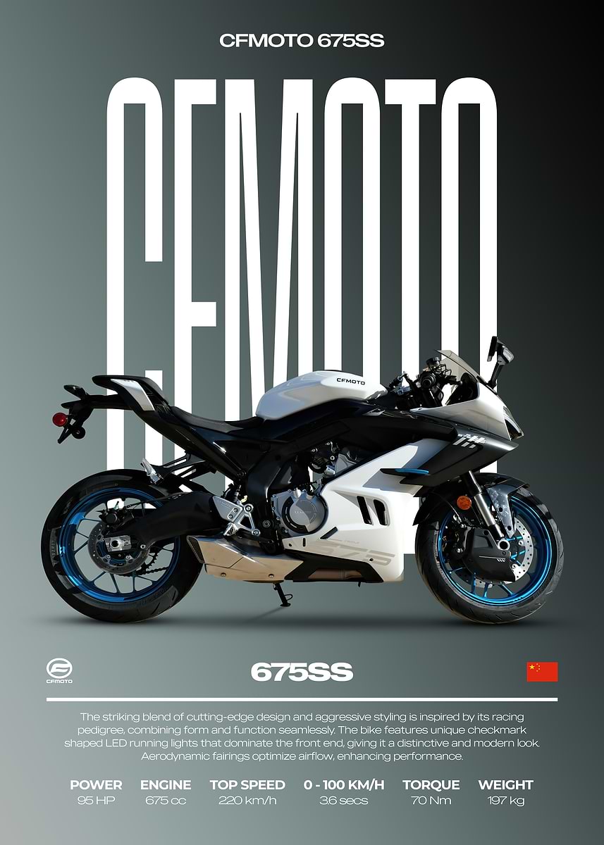 'CFMOTO 675SS Motorcycle Poster' Poster, picture, metal print, paint by ...