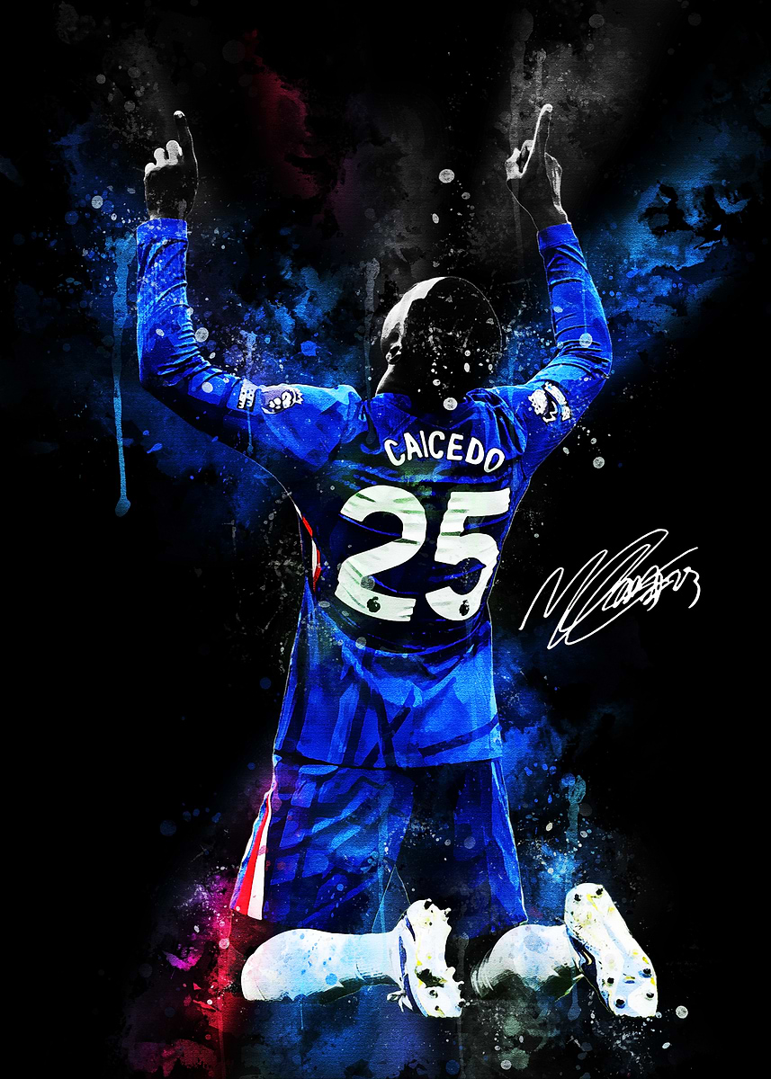 'Football Player Caicedo Celebration' Poster, picture, metal print ...