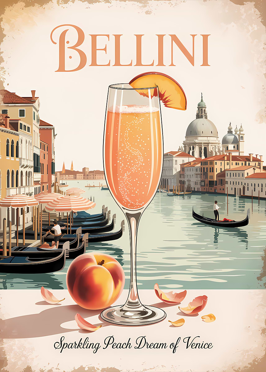 'Bellini Cocktail in Venice' Poster, picture, metal print, paint by ...