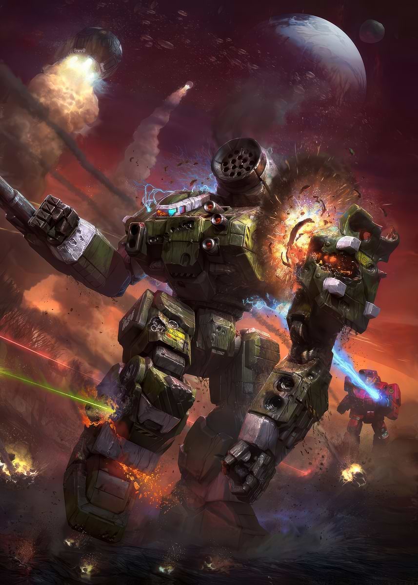 'BattleMech in Space Combat' Poster, picture, metal print, paint by ...