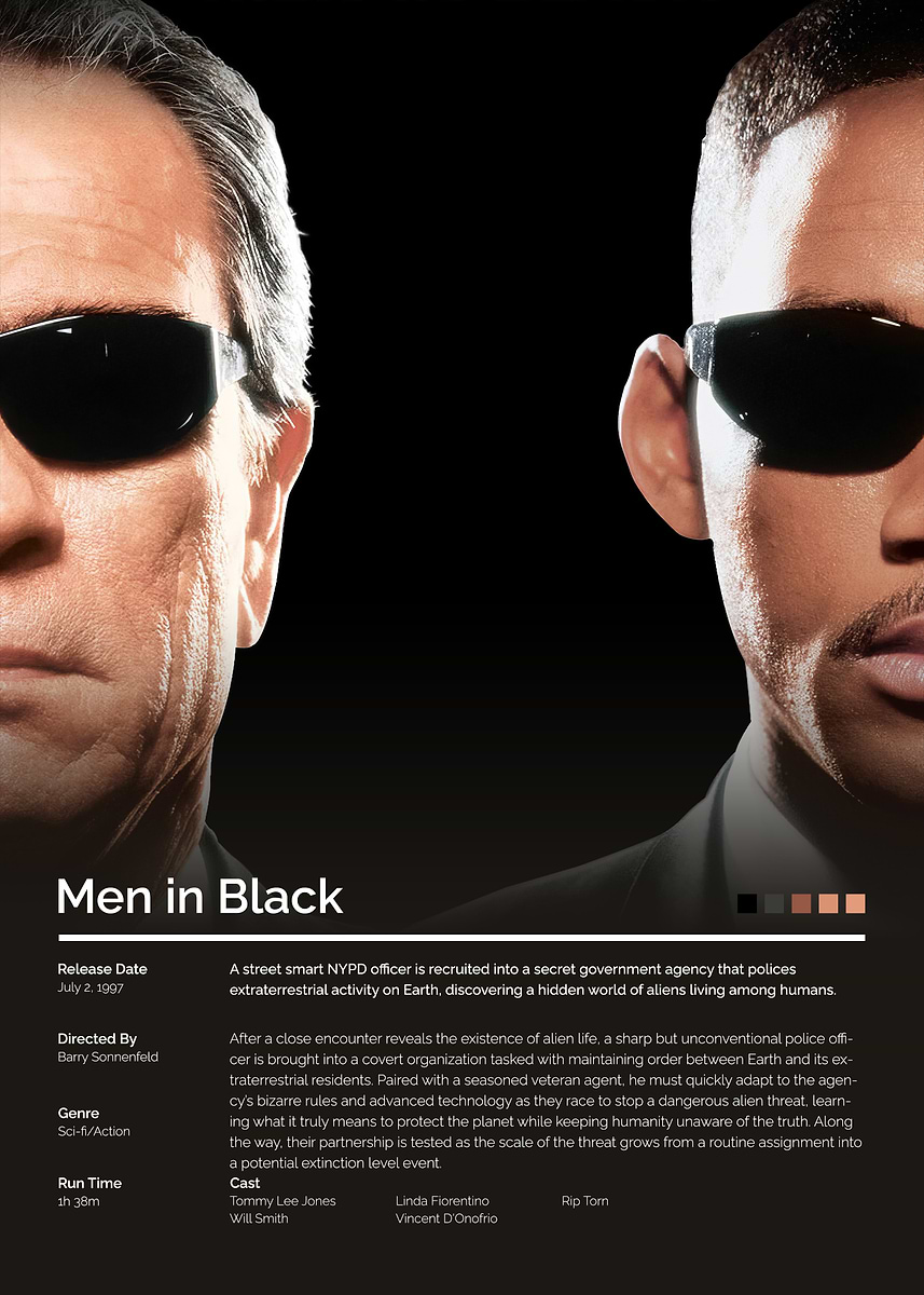 'Men in Black Movie Poster' Poster, picture, metal print, paint by Five ...
