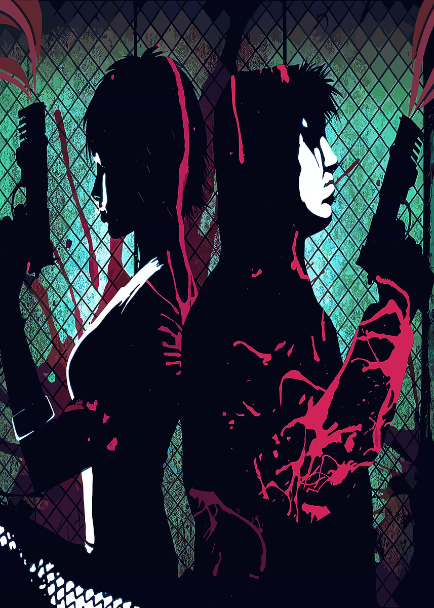 'Silhouetted Duo with Guns' Poster, picture, metal print, paint by ...