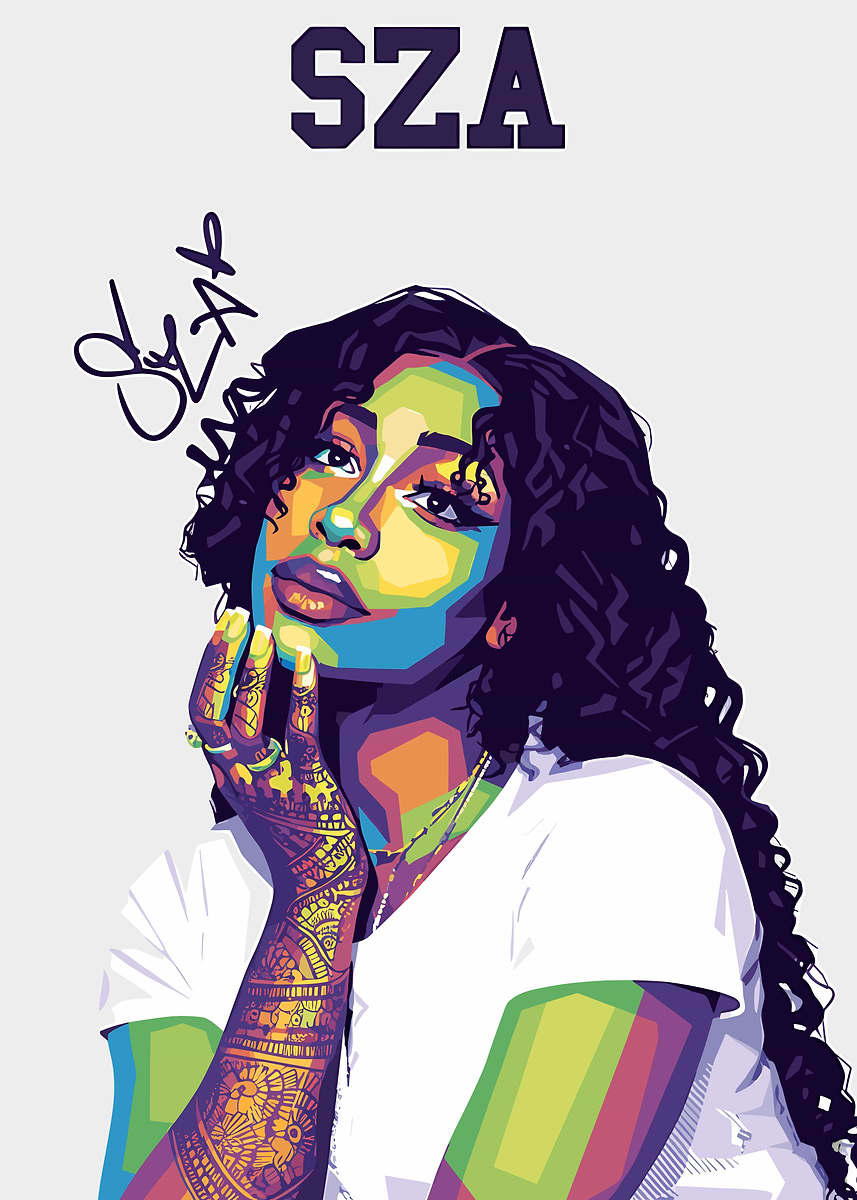'SZA Pop Art Portrait' Poster, picture, metal print, paint by Mus Mius ...