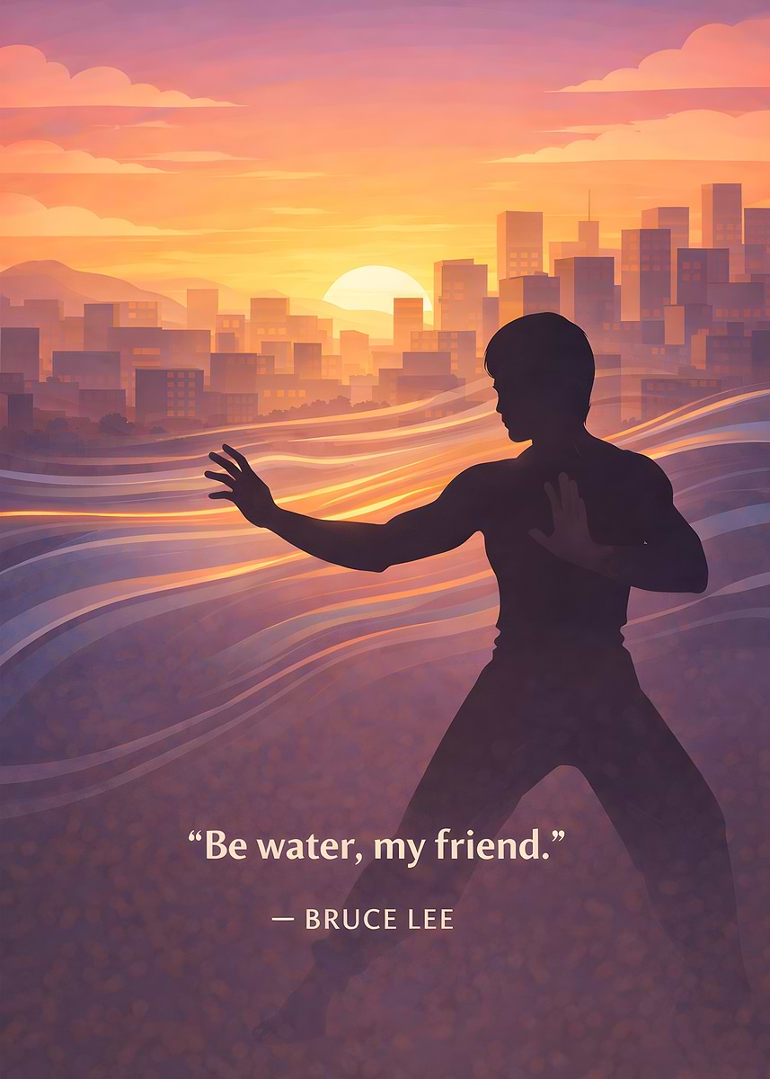 'Bruce Lee 'Be Water' Quote' Poster, picture, metal print, paint by ...