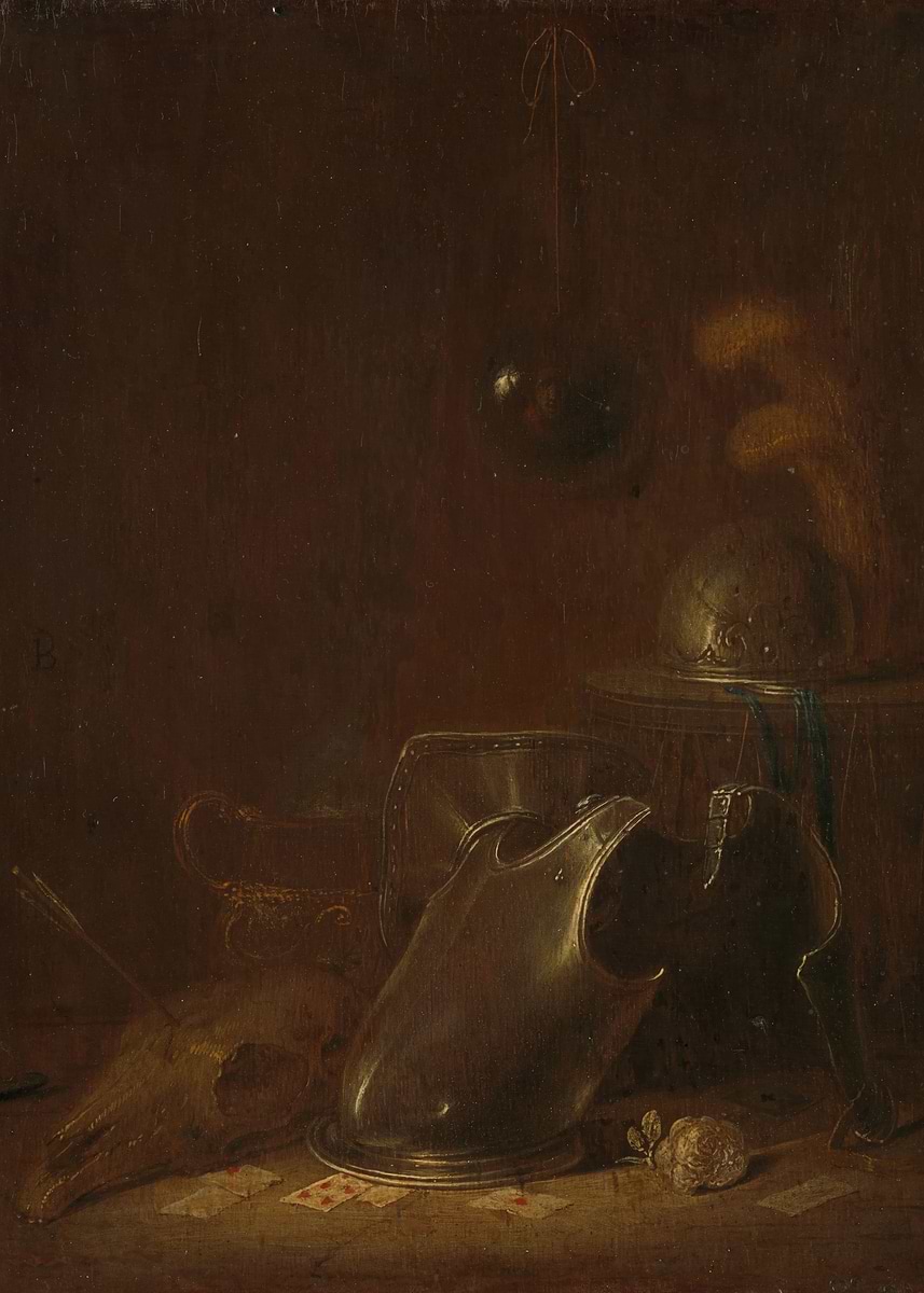 'Vanitas Still Life with Armor and Cards' Poster, picture, metal print ...