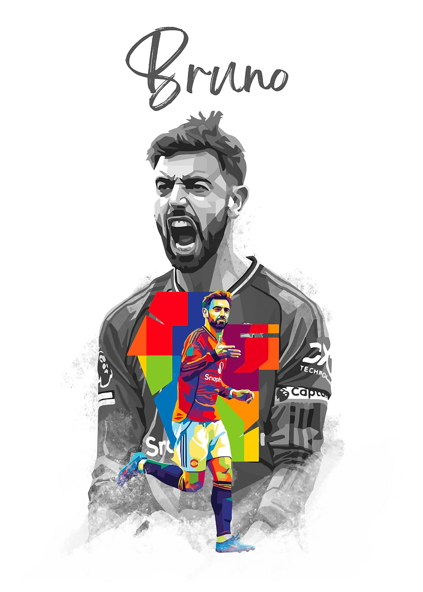 'Bruno Fernandes Pop Art Portrait' Poster, picture, metal print, paint ...