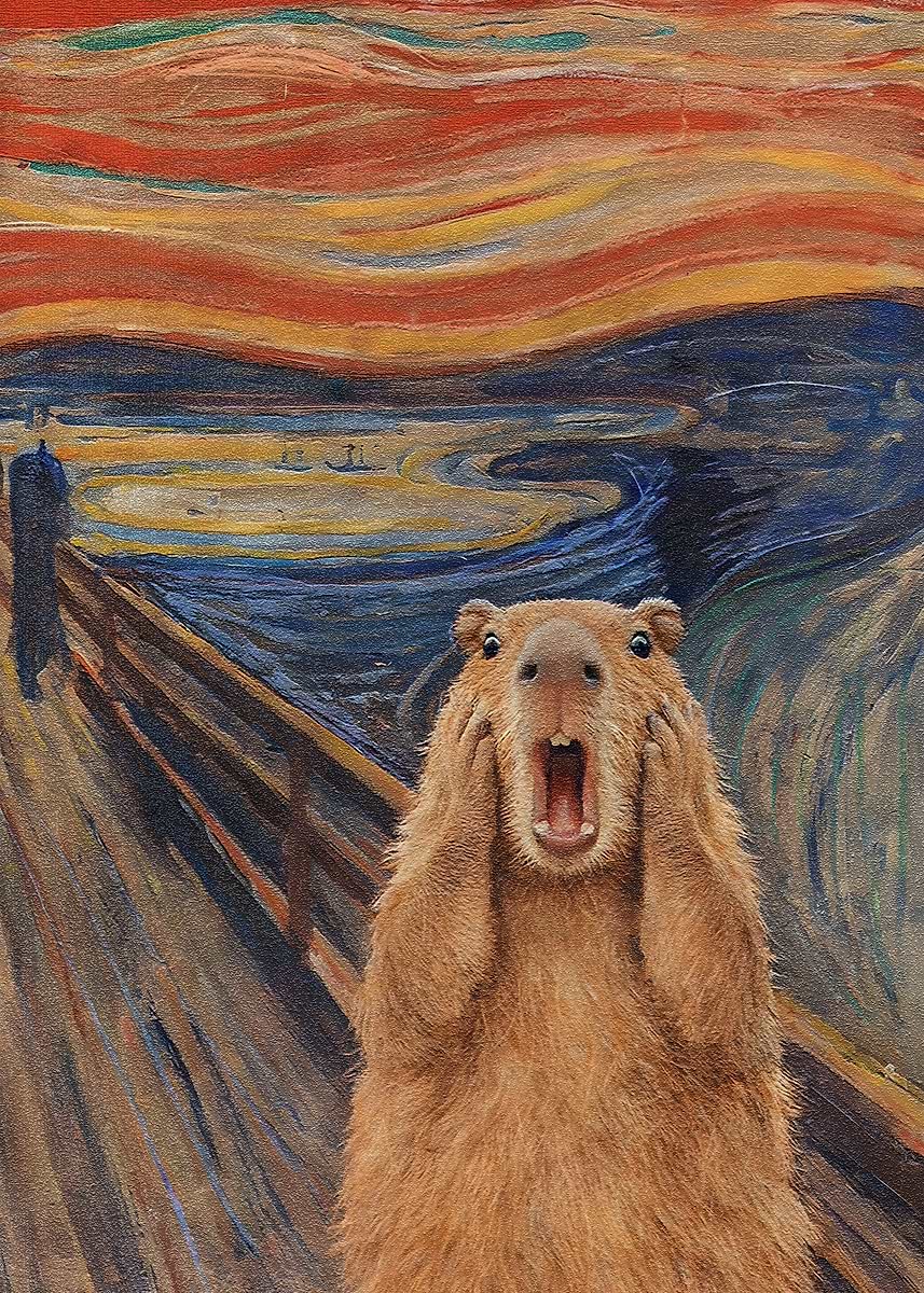 'Capybara Screaming in Munch's The Scream' Poster, picture, metal print ...
