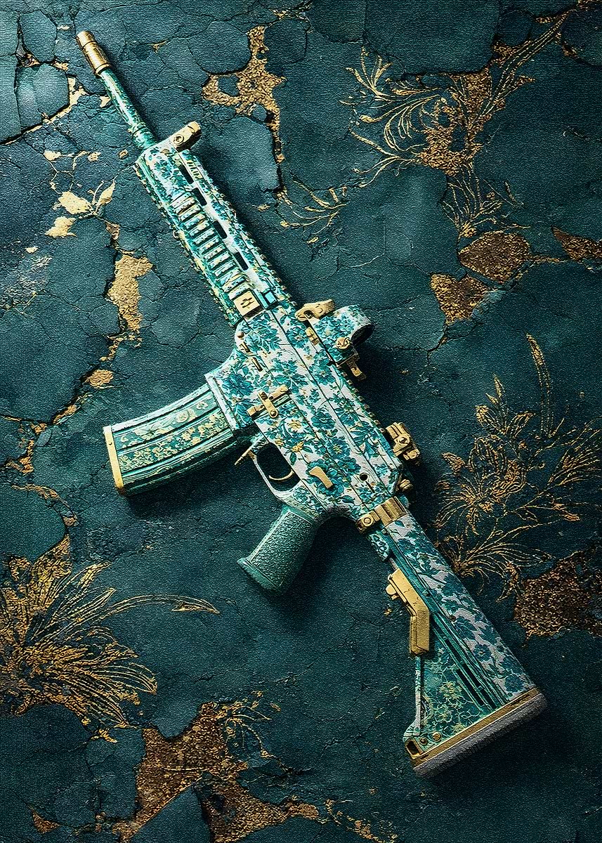 'Ornate AR-15 Rifle with Floral Pattern' Poster, picture, metal print ...