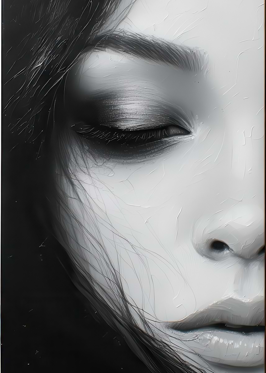 'Monochromatic Portrait of a Woman's Face' Poster, picture, metal print ...