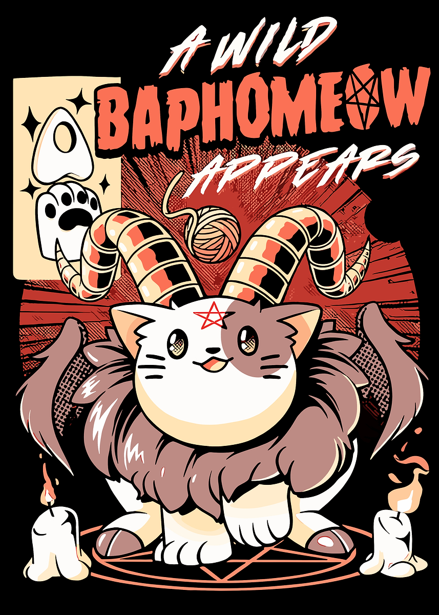 'Baphomet Cat with Ouija Board' Poster, picture, metal print, paint by ...