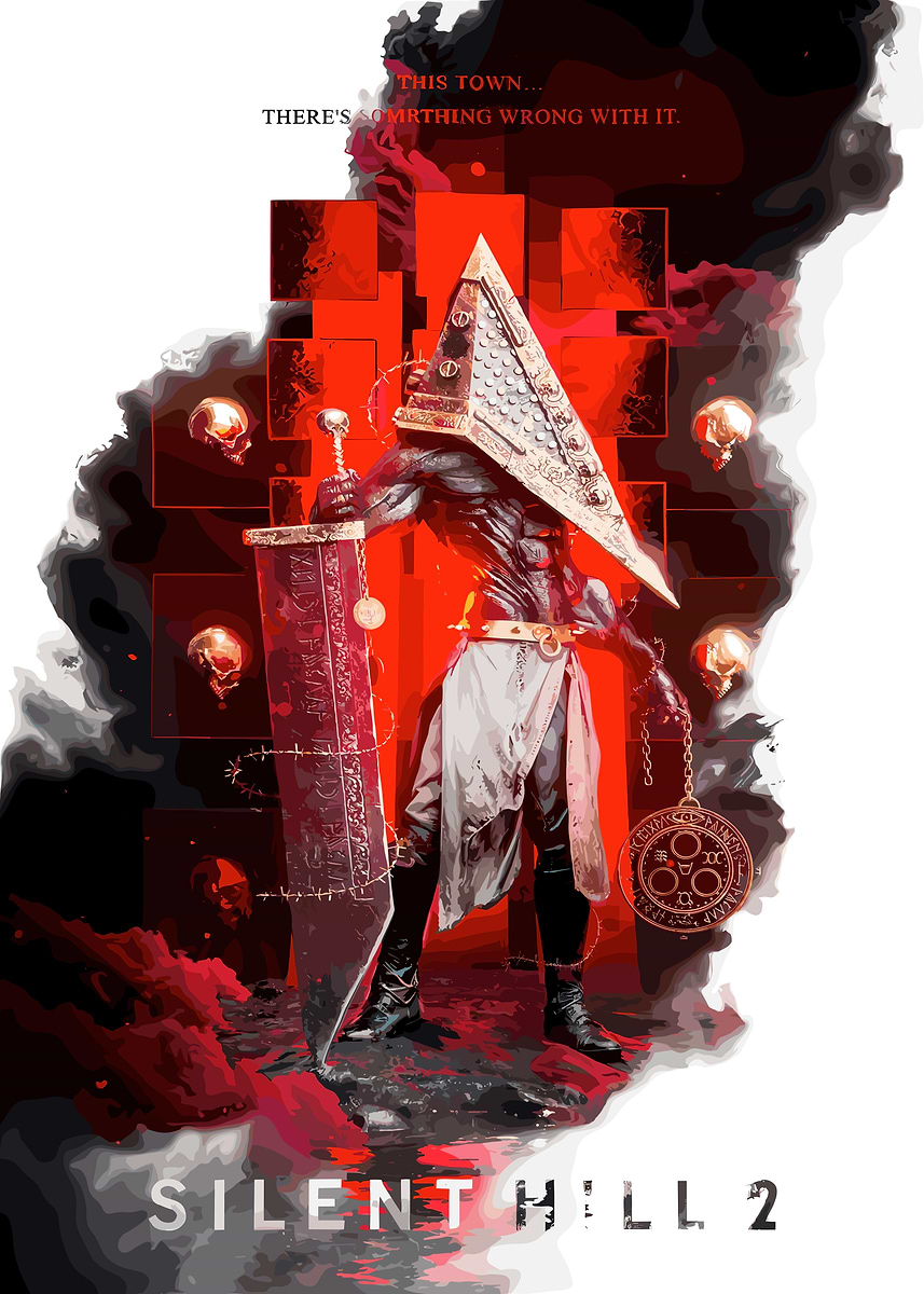 'Silent Hill 2 Pyramid Head Poster' Poster, picture, metal print, paint ...