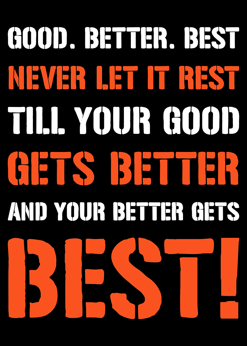 'Good Better Best Poster, Motivational Quote Wall Art, Bold Typography ...