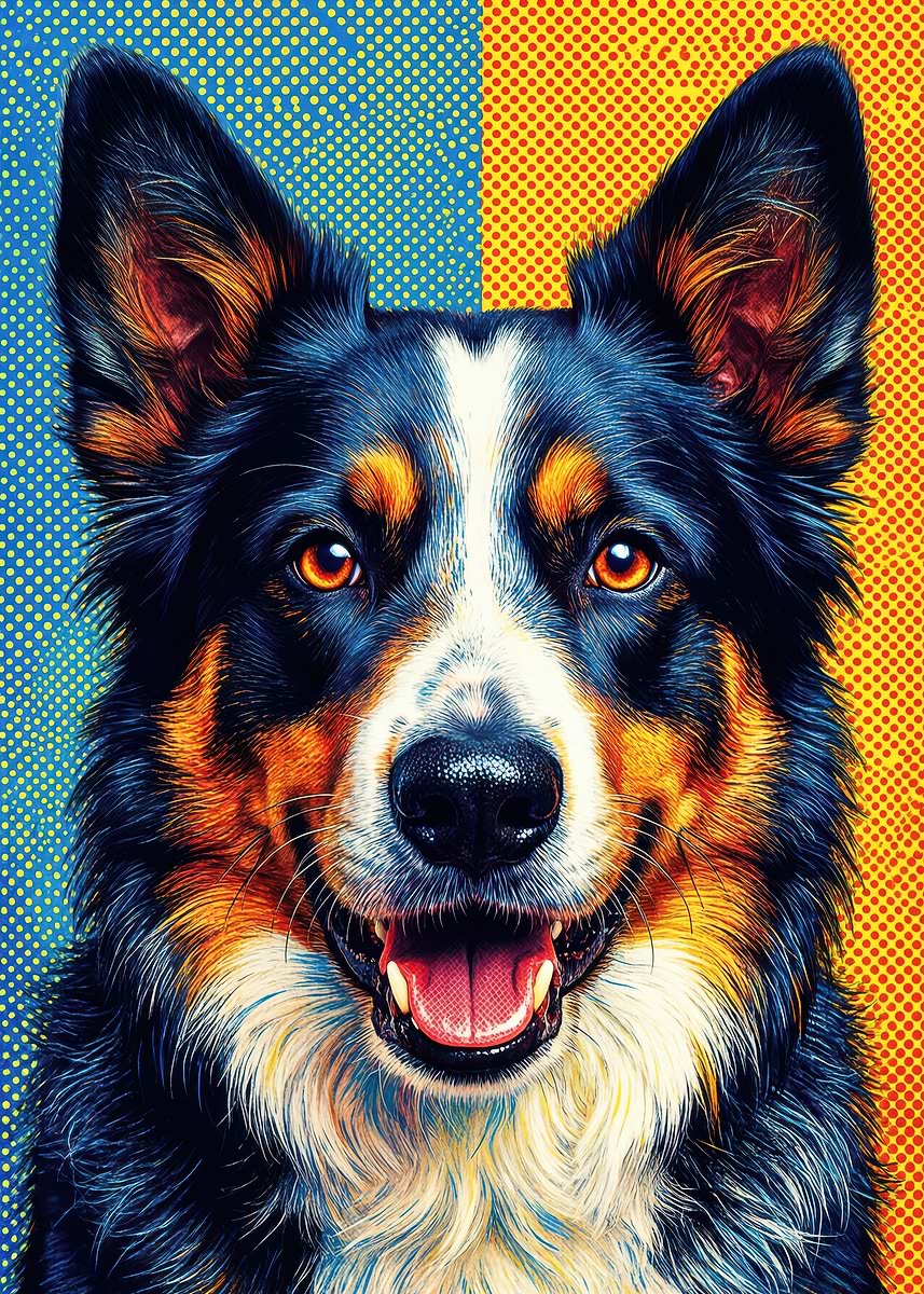 'Pop Art Border Collie Portrait' Poster, picture, metal print, paint by ...
