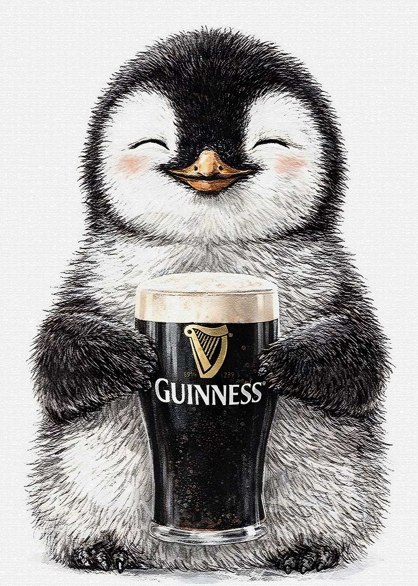 'Cute Penguin Holding Guinness Beer' Poster, picture, metal print ...