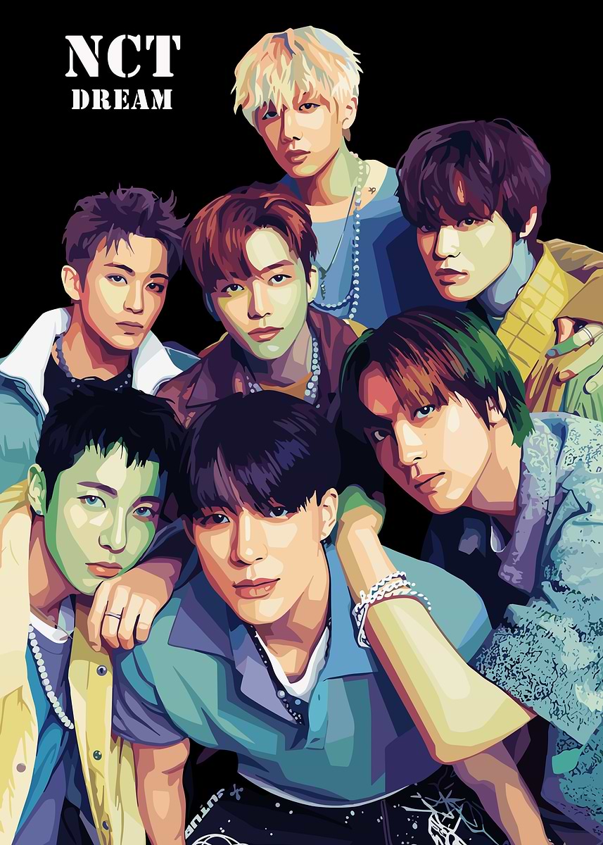 'NCT Dream K-Pop Group Portrait' Poster, picture, metal print, paint by ...