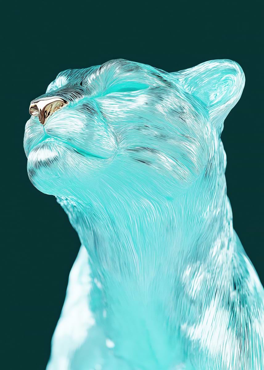 'Crystal Cat Sculpture' Poster, picture, metal print, paint by ...