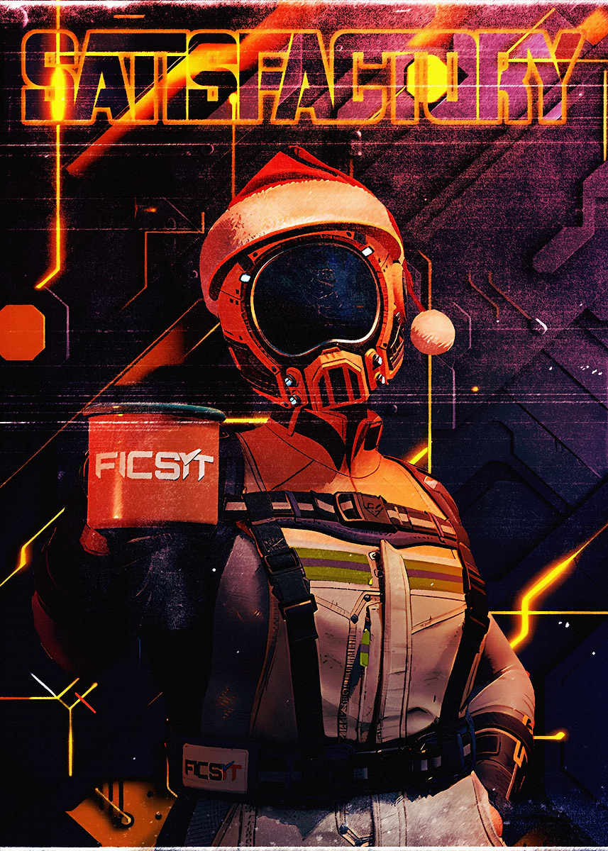'Satisfactory Ficsit Character with Santa Hat' Poster, picture, metal ...