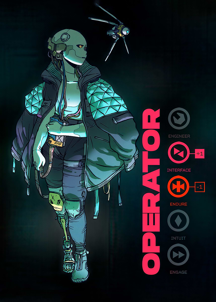 'Cyberpunk Operator Character Design' Poster, picture, metal print ...