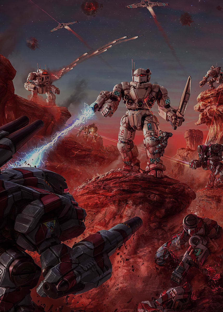 'Battletech Mechs Battle on Red Planet' Poster, picture, metal print ...