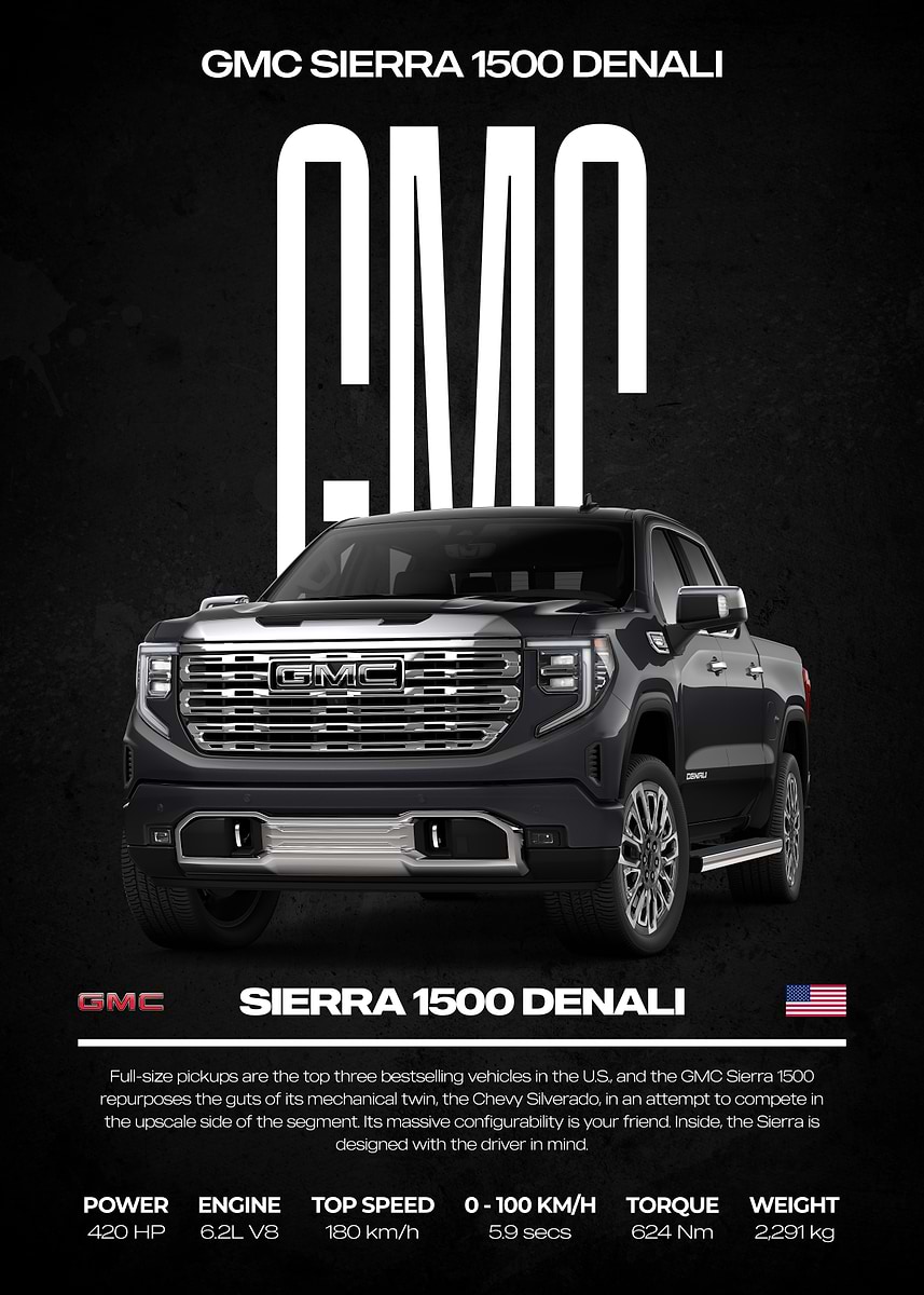 'GMC Sierra 1500 Denali Truck' Poster, picture, metal print, paint by ...