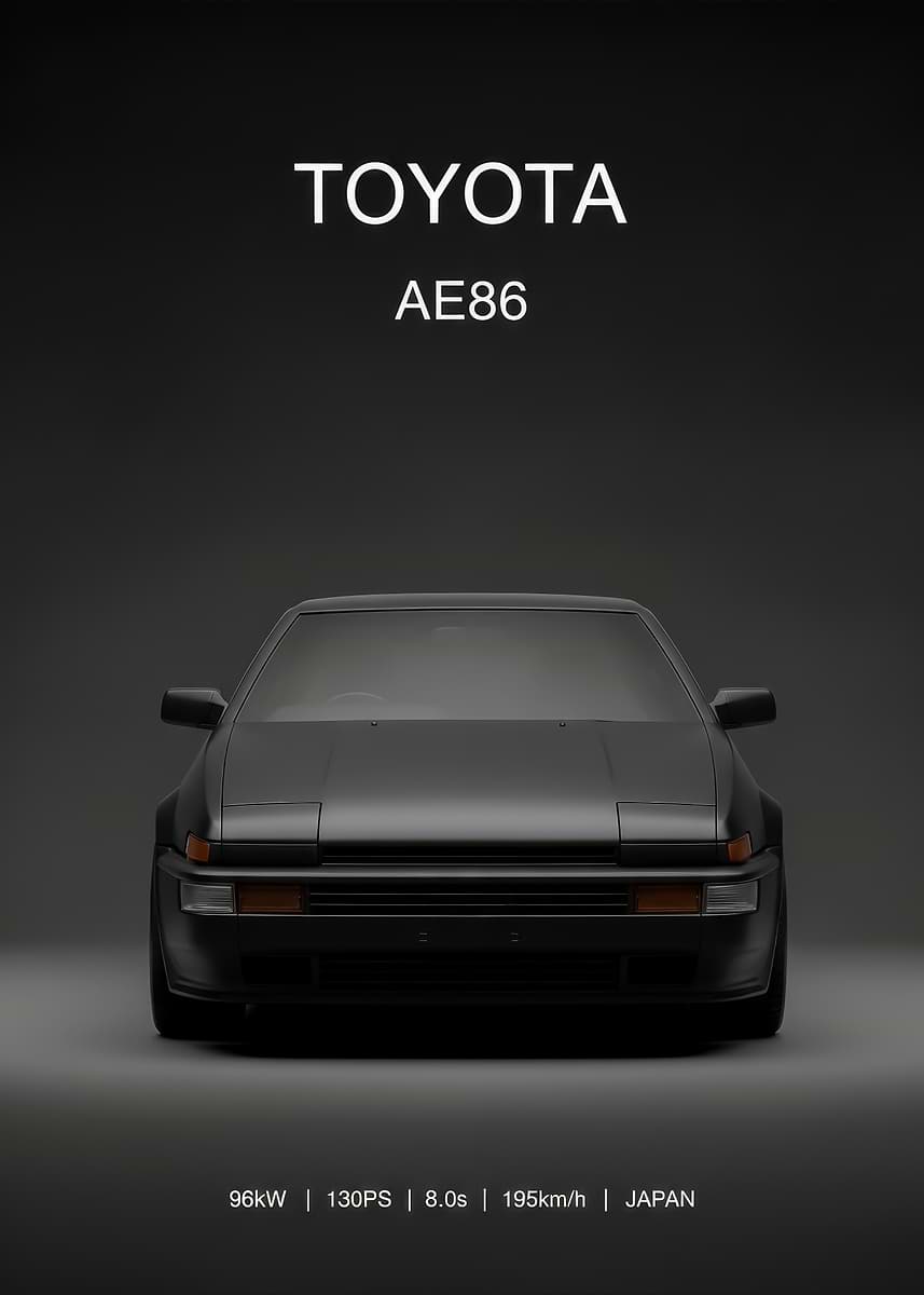 'black Toyota AE86 Front View poster ' Poster, picture, metal print ...
