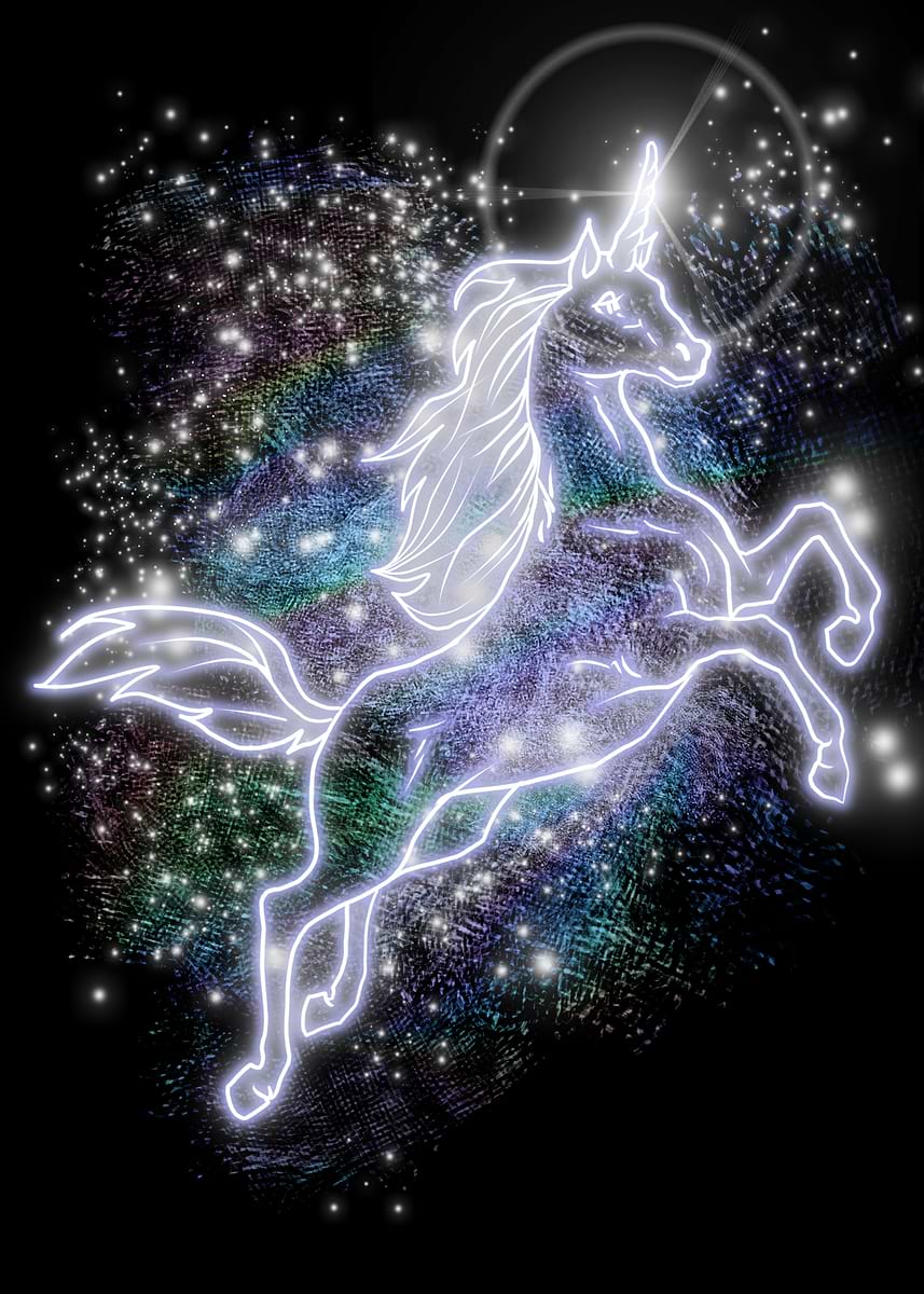 'Neon Unicorn ' Poster, picture, metal print, paint by TruckingTablet ...