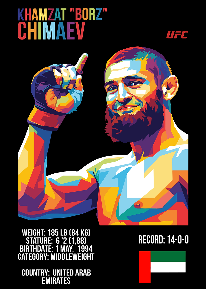 'Khamzat Chimaev UFC Pop Art' Poster, picture, metal print, paint by ...