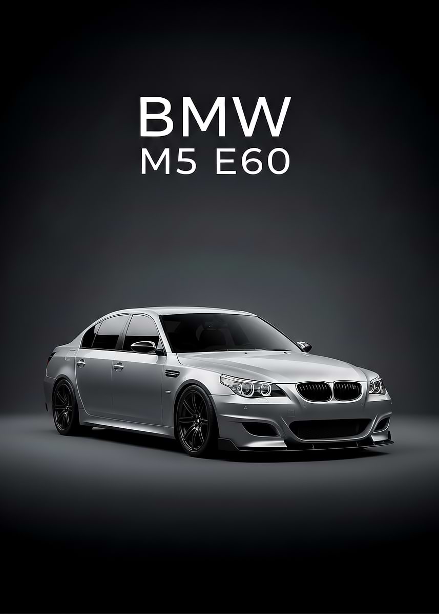 'Silver BMW M5 E60 car psoter ' Poster, picture, metal print, paint by ...