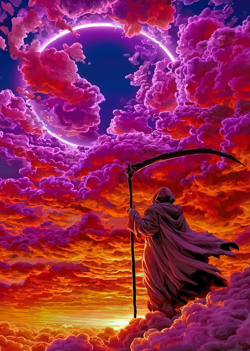 'Grim Reaper in a Cosmic Sky' Poster, picture, metal print, paint by ...