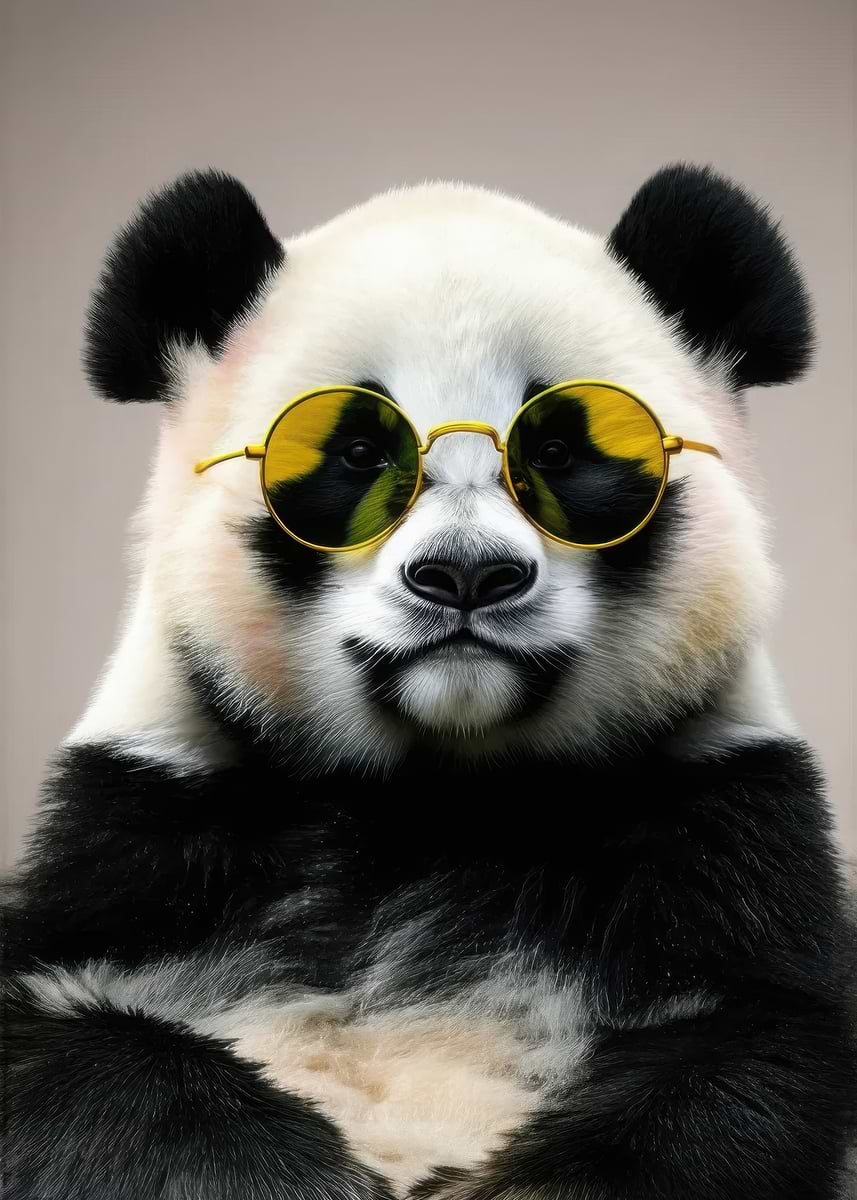 'Panda Wearing Sunglasses' Poster, picture, metal print, paint by ...
