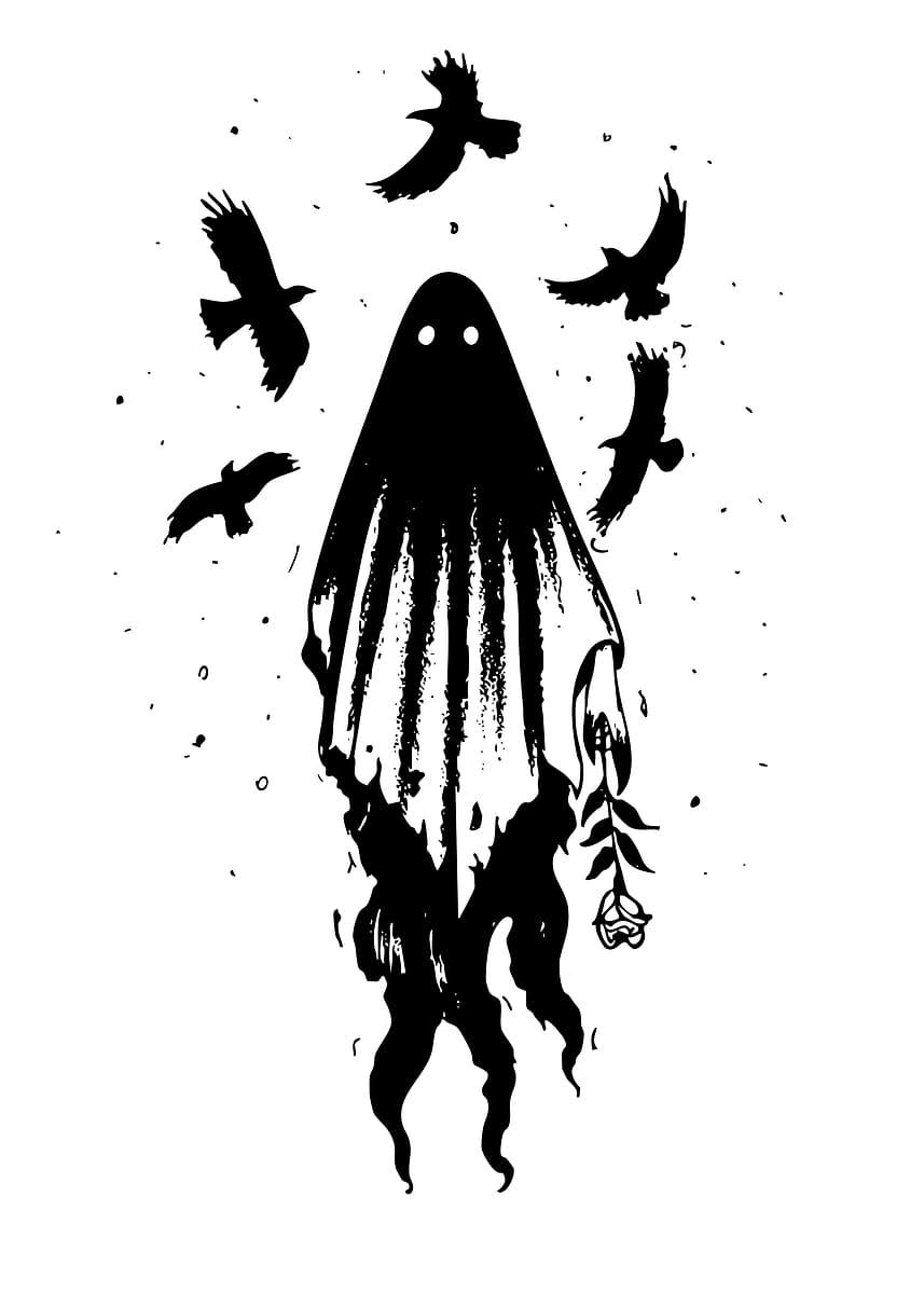 'Ghost with Crows and Rose' Poster, picture, metal print, paint by ...