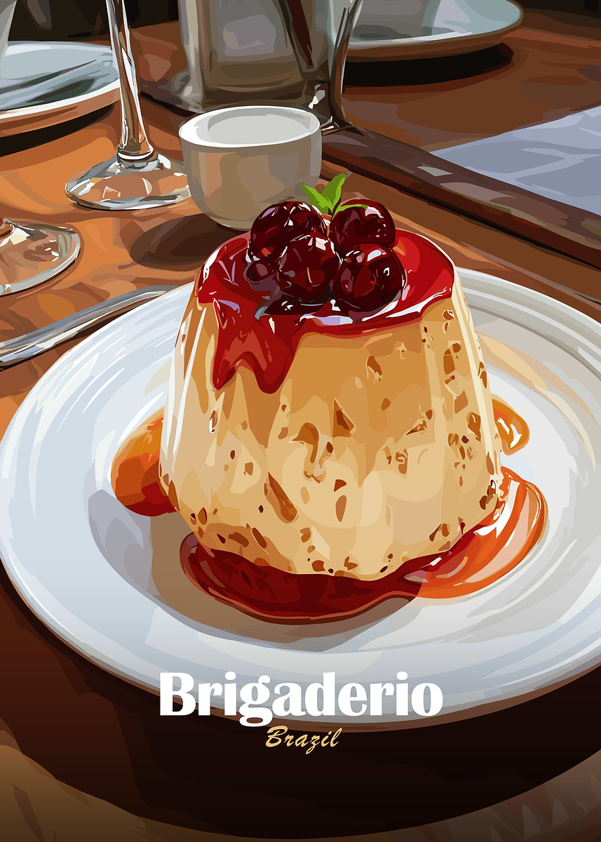 'Brigadeiro Dessert with Cherries' Poster, picture, metal print, paint ...