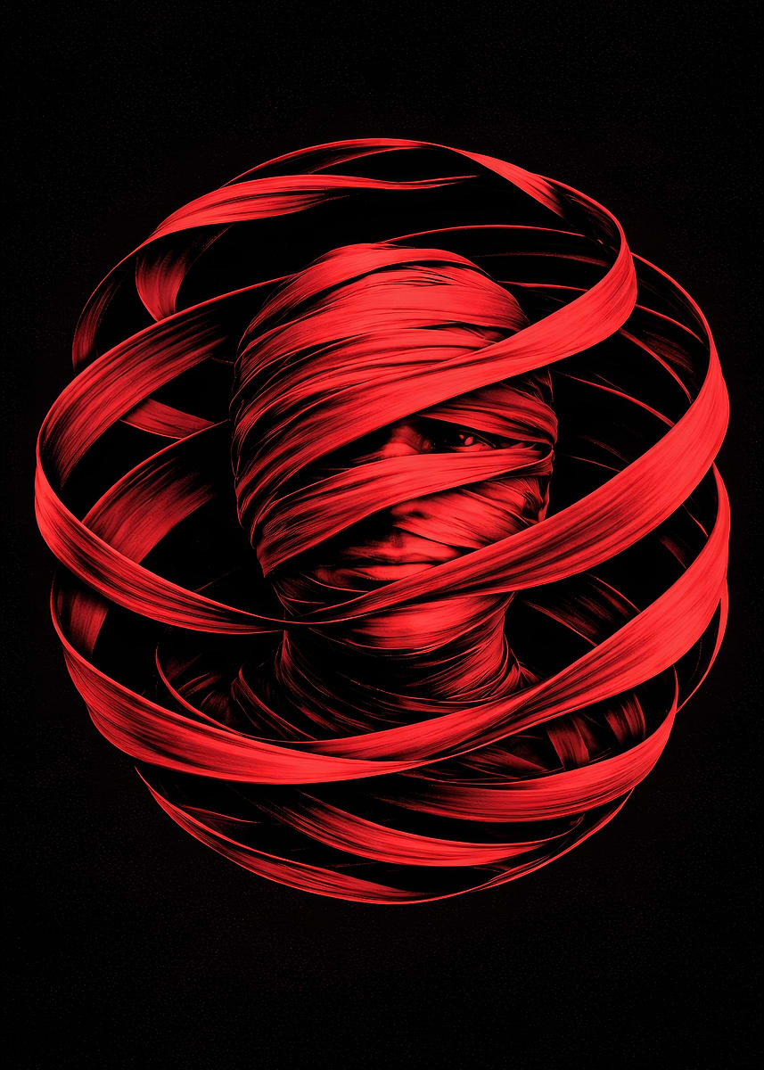 'Mummy Wrapped in Red Ribbons' Poster, picture, metal print, paint by ...