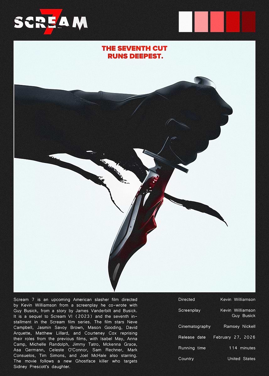 'Scream 7 Movie Poster' Poster, picture, metal print, paint by dinodoni ...