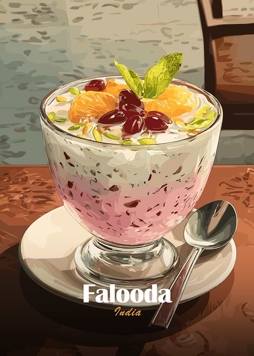 'Falooda dessert with fruits and nuts' Poster, picture, metal print ...