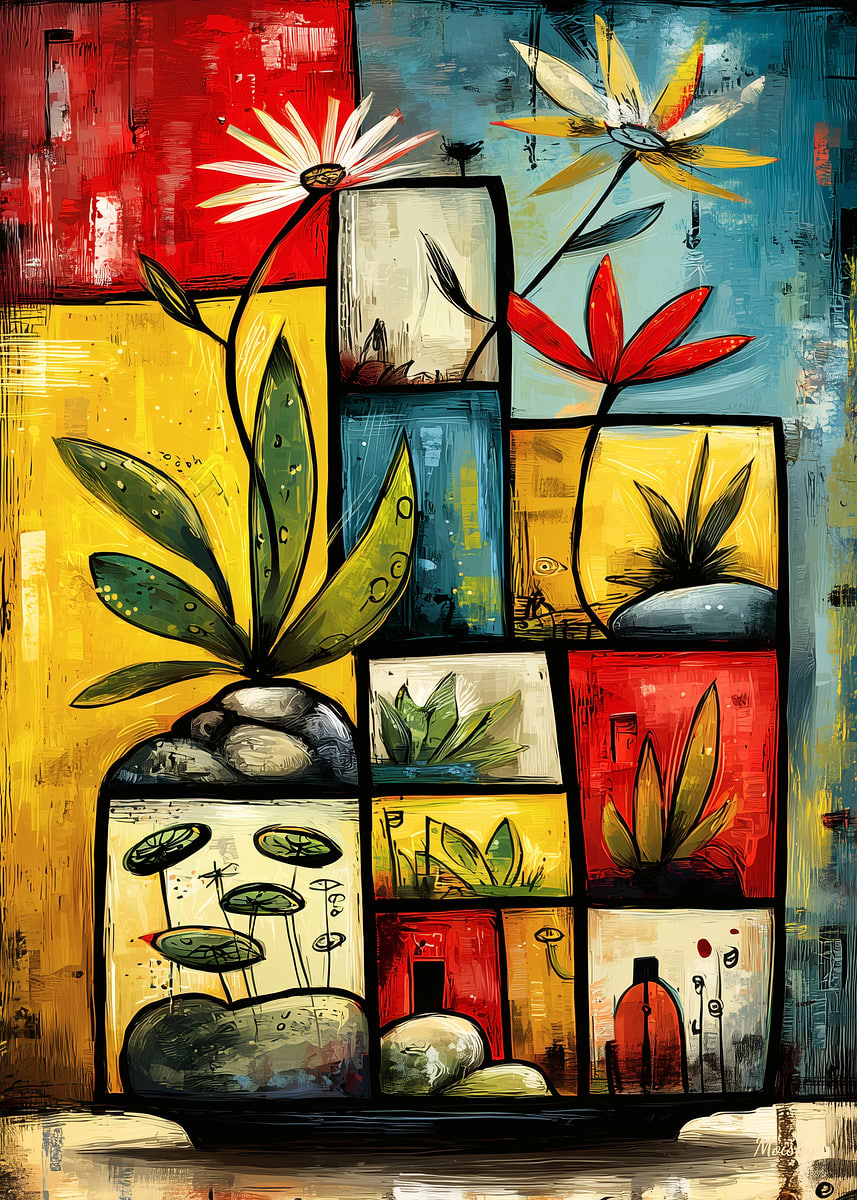 'Primal Growth in Abstract Terrarium Form' Poster, picture, metal print ...