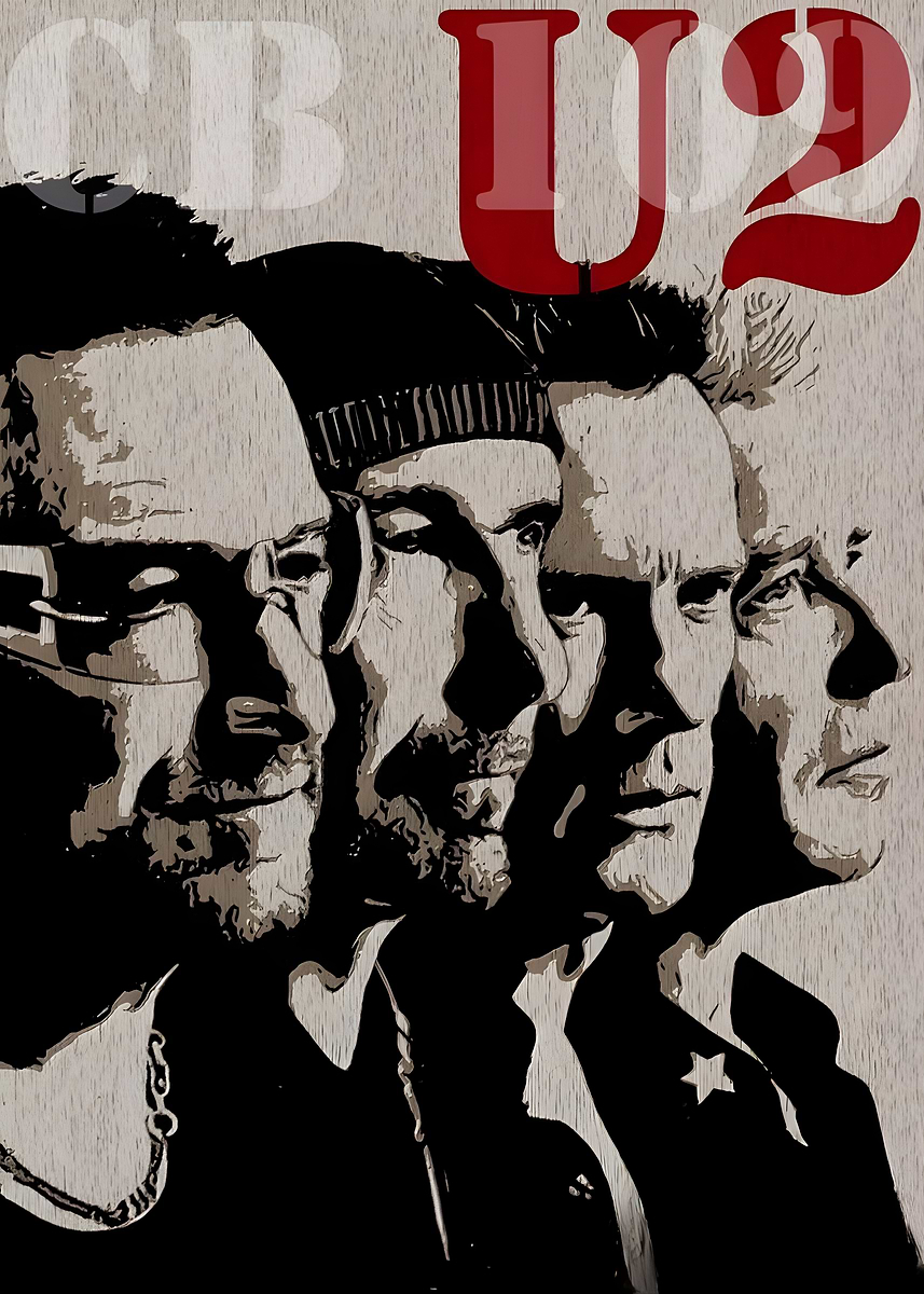 'U2 Band Members Portrait' Poster, picture, metal print, paint by ...