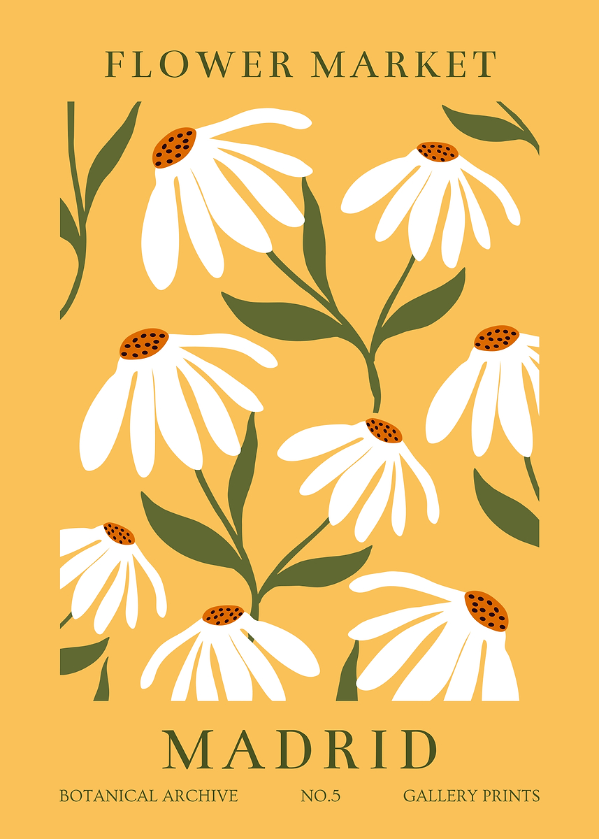'Madrid Flower Market Botanical Archive Poster' Poster, picture, metal ...